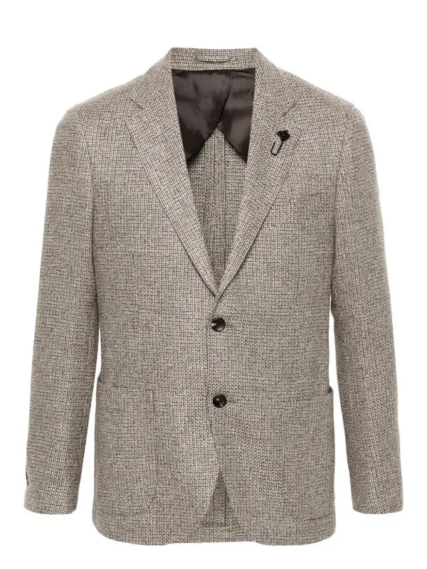 LARDINI Interwoven Single-breasted Blazer - Brown