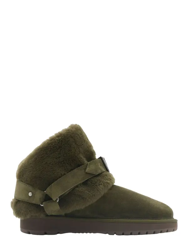 Burberry Shearling Buckle Boots - Green