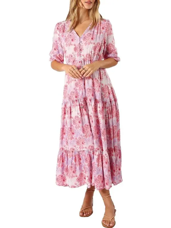 PETAL & PUP Kelda Floral Maxi Dress - Pink/ Purple