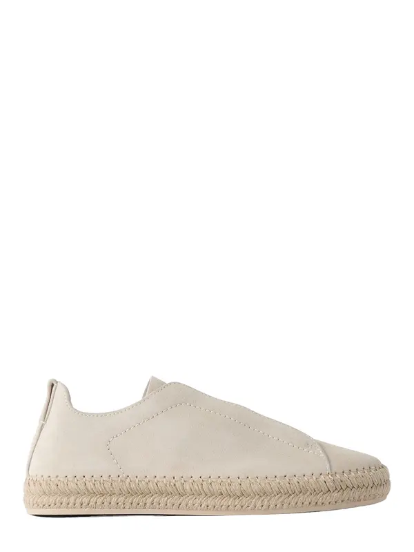 Zegna Triple Stitch™ Leather-trimmed Suede Slip-on Sneakers - Neutrals