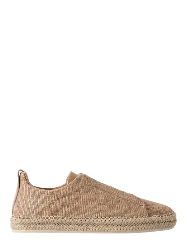Zegna Triple Stitch™ Leather-trimmed Slip-on Sneakers - Brown