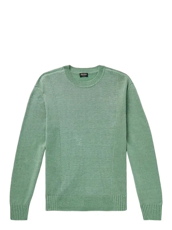 Zegna Linen And Silk-blend Sweater - Green
