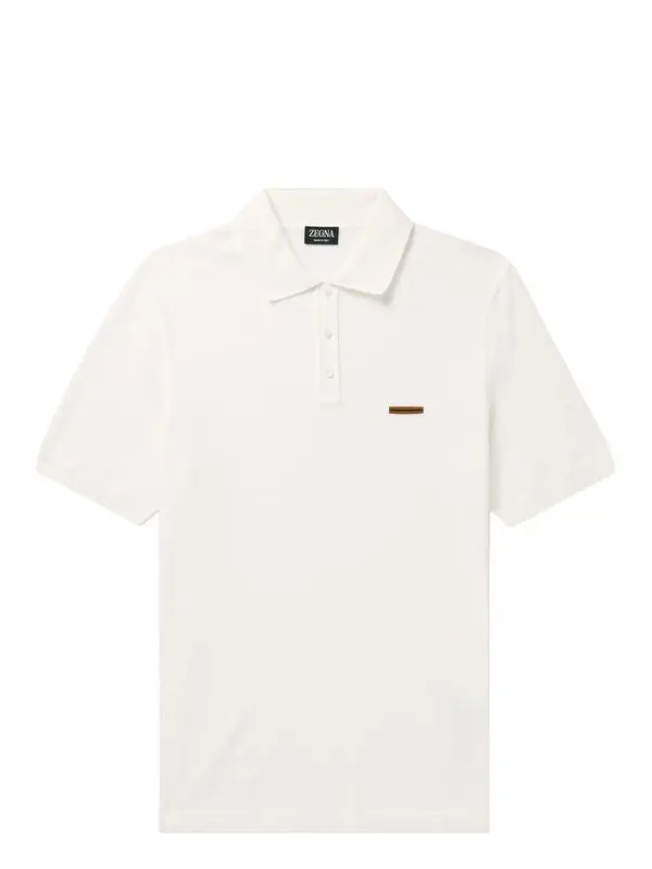 Zegna Slim-fit Cotton-piqué Polo Shirt - White