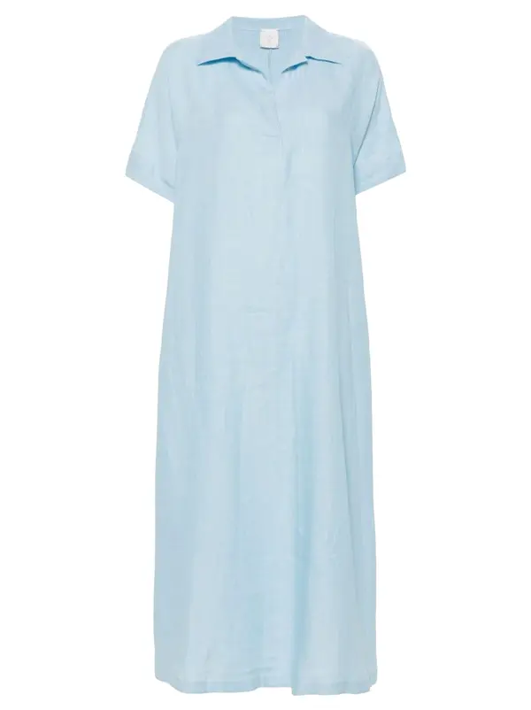 Eleventy Linen Shift Maxi Dress - Blue