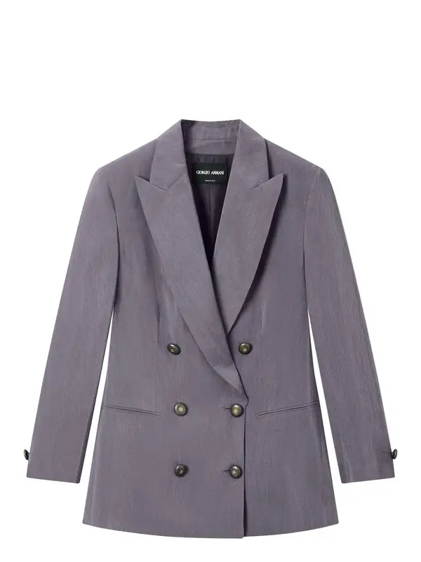 Giorgio Armani Washed Silk Double-breasted Jacket - Grey