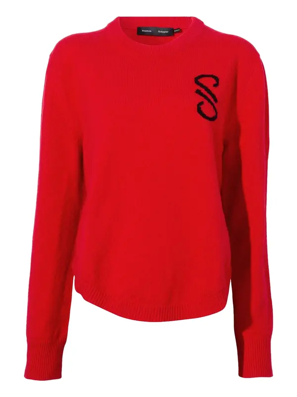 Proenza Schouler Intarsia Knit Merino Wool Jumper - Red