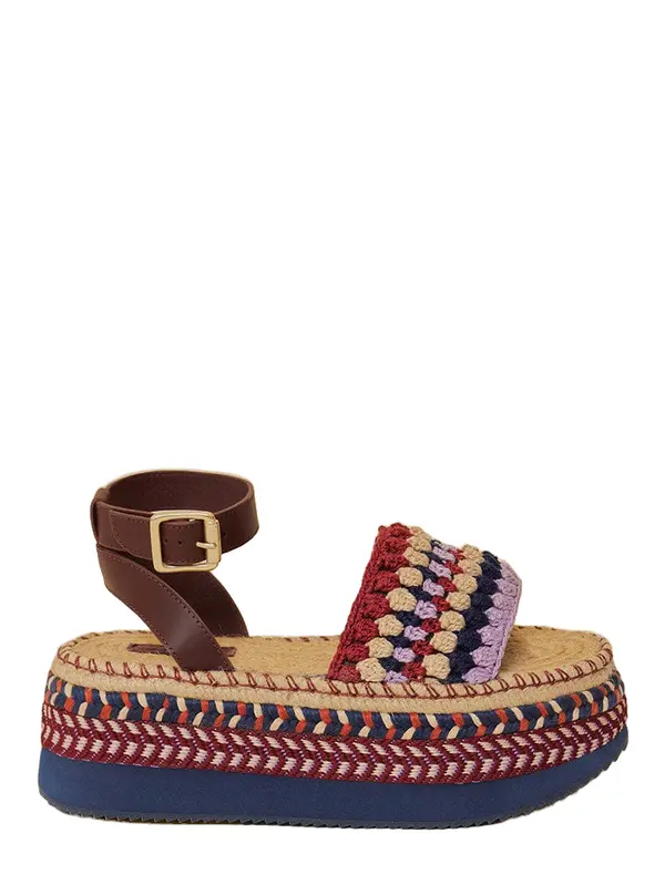 Farm Rio Crochet Espadrille Flatform - Marsala