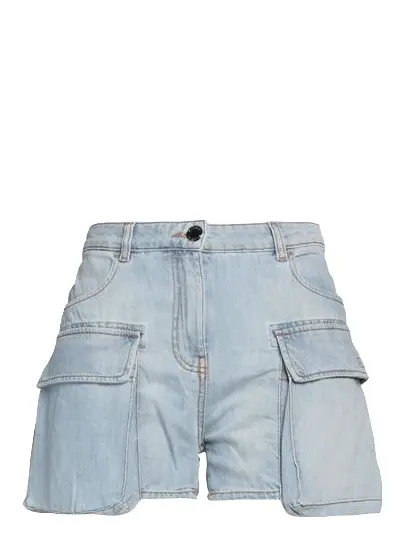 Pinko Cotton Denim Cargo Shorts - Blue