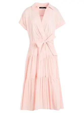Ralph Lauren Belted Cotton-blend Tiered Midi Dress - Pink