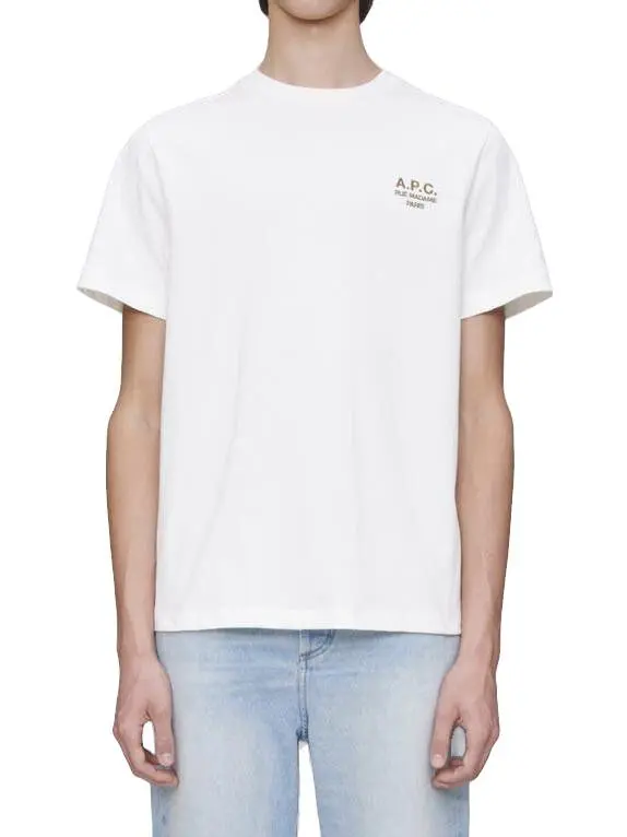 A.p.c. Embroidered Logo Cotton T-shirt - Blanc Kaki