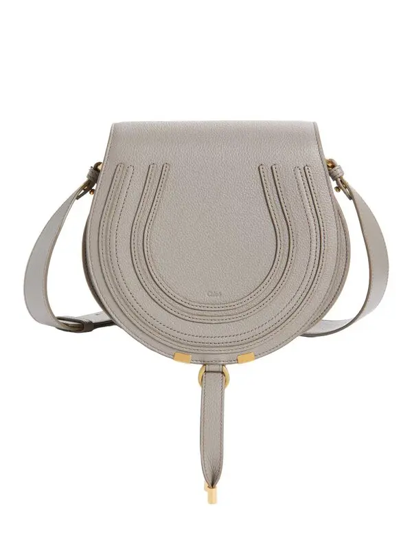 Chloé Large Marcie Leather Crossbody Bag - 053 Cashmere Grey