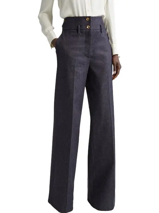Altuzarra Rudy Wide Leg Stretch Wool Pants - Berry Blue