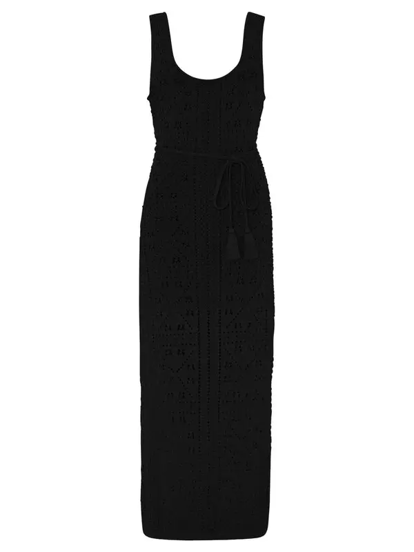 MILLY Pointelle Knit Midi Dress - Black