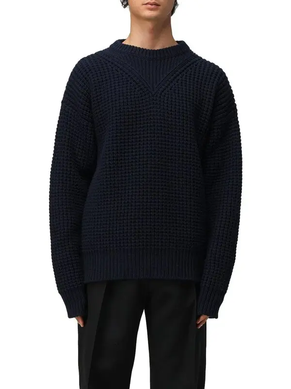 JIL SANDER Textured V-neck Pullover - Black