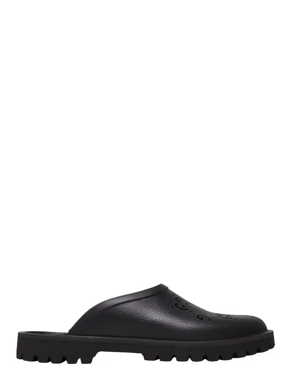 Gucci Slip-on Sandal With Cut-out Monogram - Black
