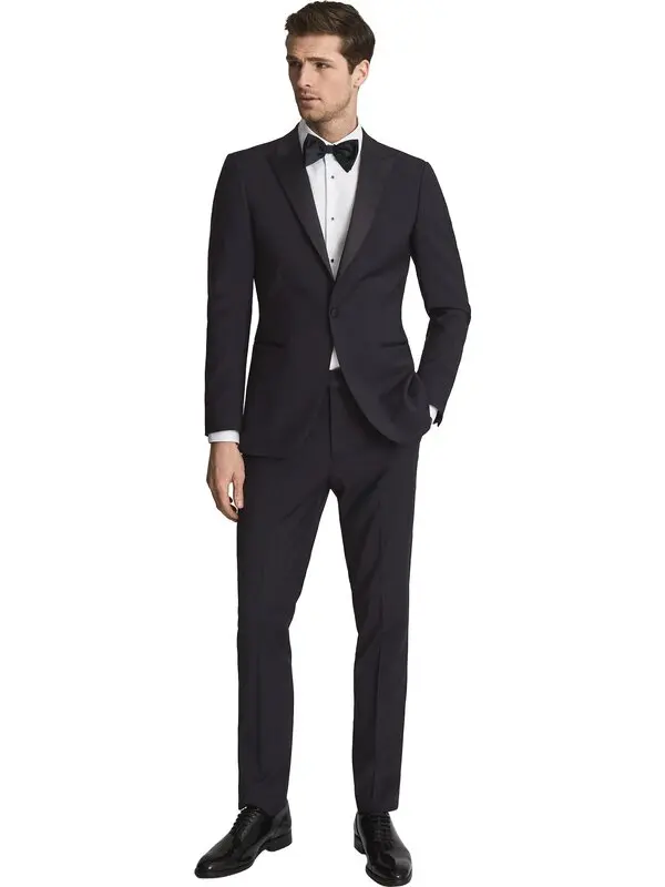 REISS Poker Modern Fit Tuxedo Trousers - Navy