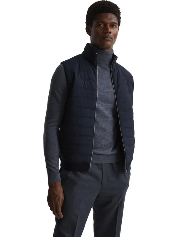 REISS William Quilted Gilet - Navy