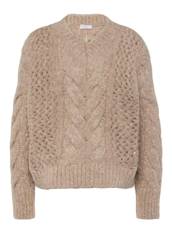 Brunello Cucinelli Cable-knit Cotton-blend Sweater - Beige