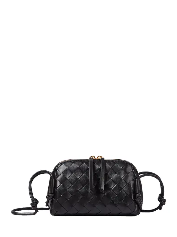 Bottega Veneta Concert Mini Intrecciato Leather Pouch - Black