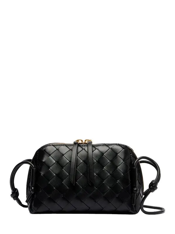 Bottega Veneta Concert Mini Intrecciato Leather Pouch - Black