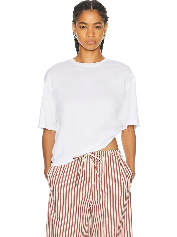 Sprwmn Oversized Cropped Boxy Tee - White