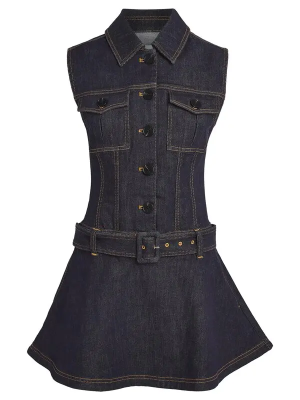 SELF-PORTRAIT Denim Mini Dress - Blue