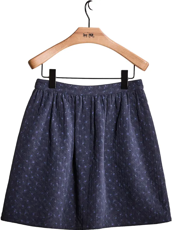 COACH® Restored Mini Quilted Skirt In Organic Cotton - Black/dark Blue