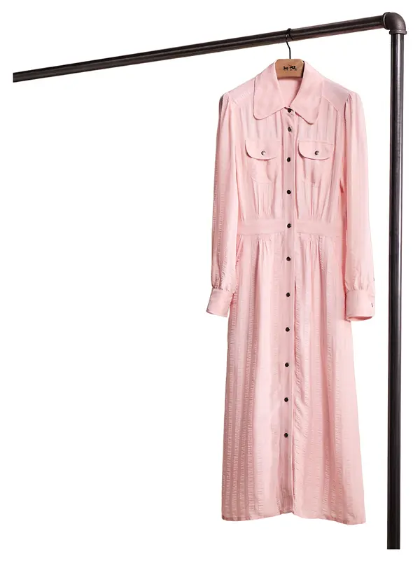 COACH® Restored Long Striped Viscose Dress - Cloud Pink