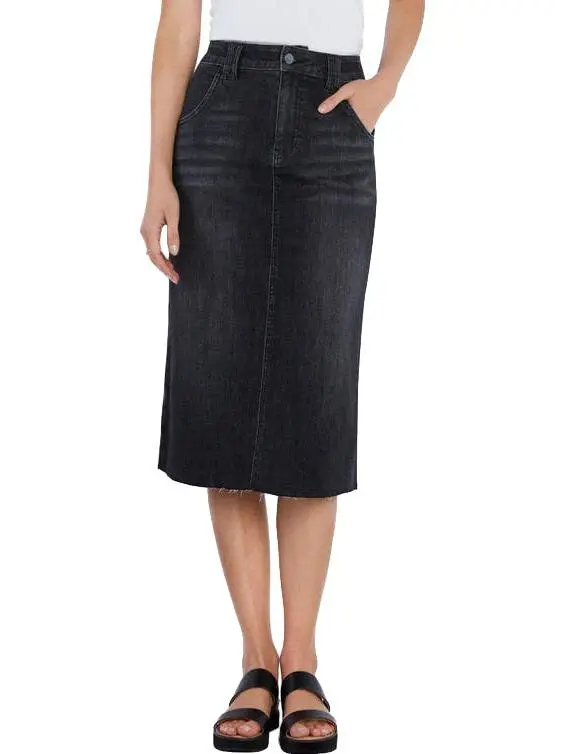 WASH LAB DENIM Adore Midi Skirt - Deep Grey