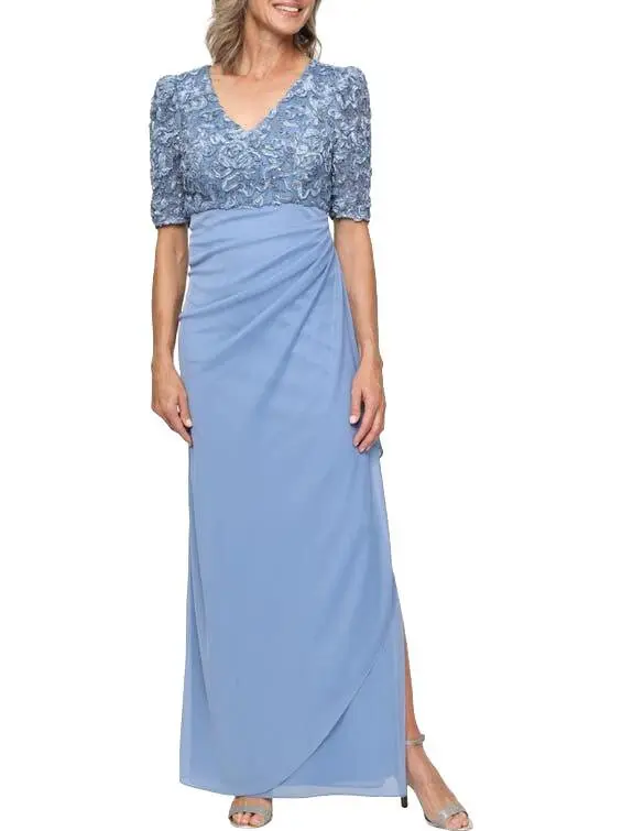 Alex Evenings Embellished Empire Waist Gown - Sky Blue