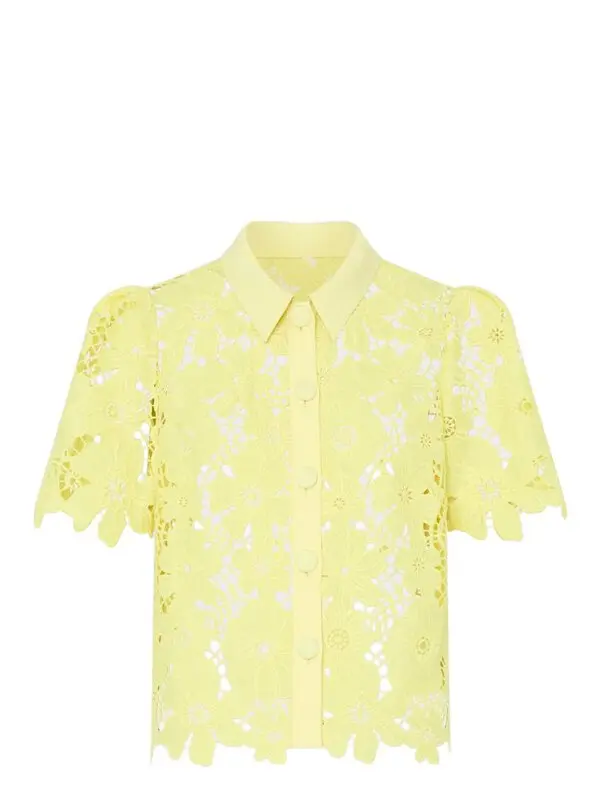 MILLY Addison Roja Lace Top - Yellow