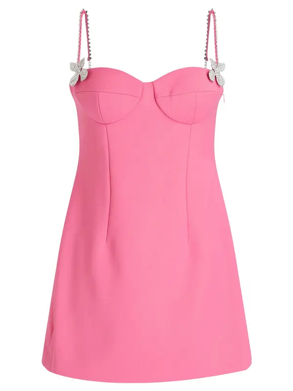 AREA Crystal-embellished Wool-blend Crepe Mini Dress - Bubblegum