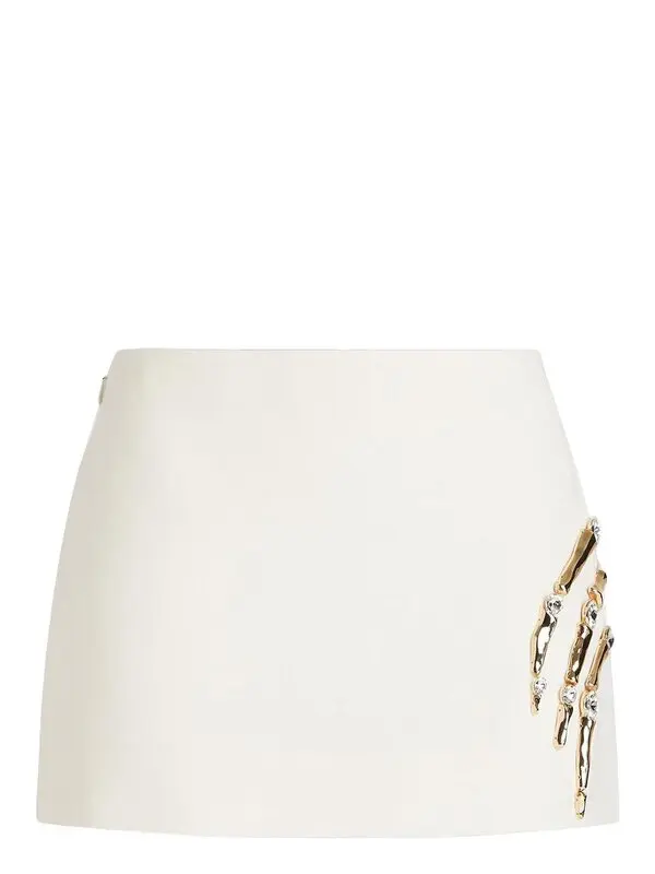 AREA Claw Embellished Cutout Mini Skirt - Ivory