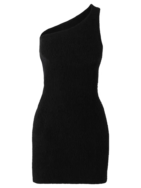 Wardrobe.NYC Hailey Bieber One-shoulder Ribbed Mini Dress - Black