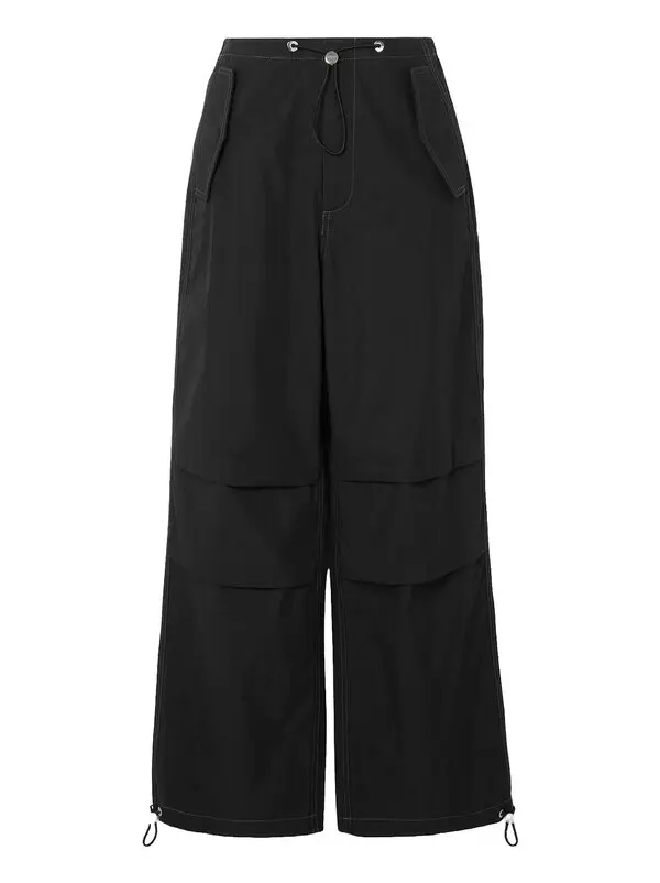 DION LEE Toggle Parachute Cotton-blend Gabardine Cargo Pants - Black