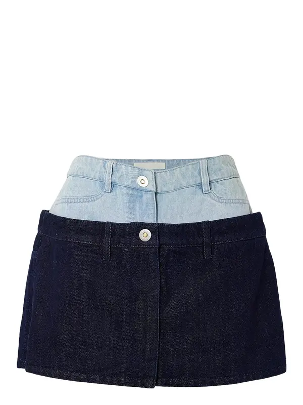 DION LEE Paneled Denim Mini Skirt - Dark Denim