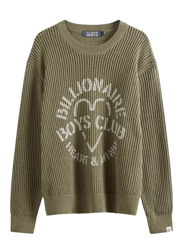BILLIONAIRE BOYS CLUB Heart & Mind Stencil Logo Knit - Khaki
