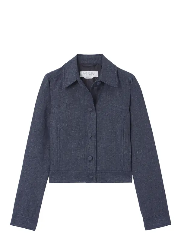 Gabriela Hearst Thereza Cropped Linen, Wool, Silk And Cashmere-blend Jacket - Blue