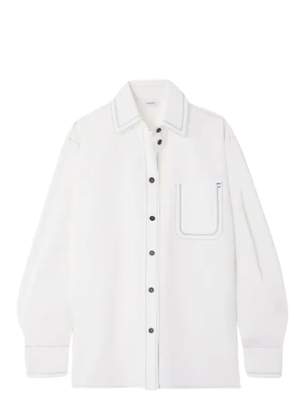 FERRAGAMO Topstitched Poplin Shirt - White