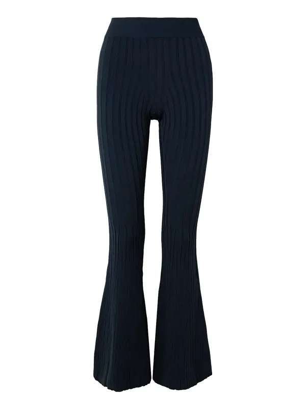 Stella McCartney Ribbed-knit Flared Pants - Blue