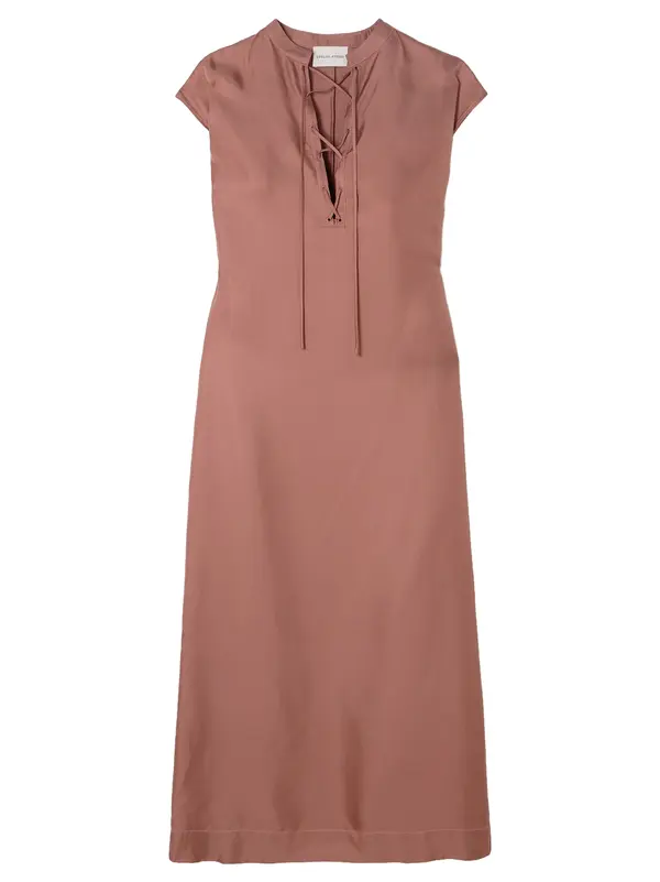Loulou De Saison Demeter Silk-twill Midi Dress - Pink