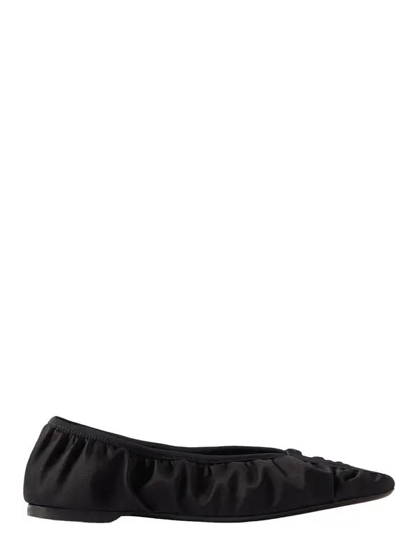 TOTEME Gathered Satin Ballet Flats - Black