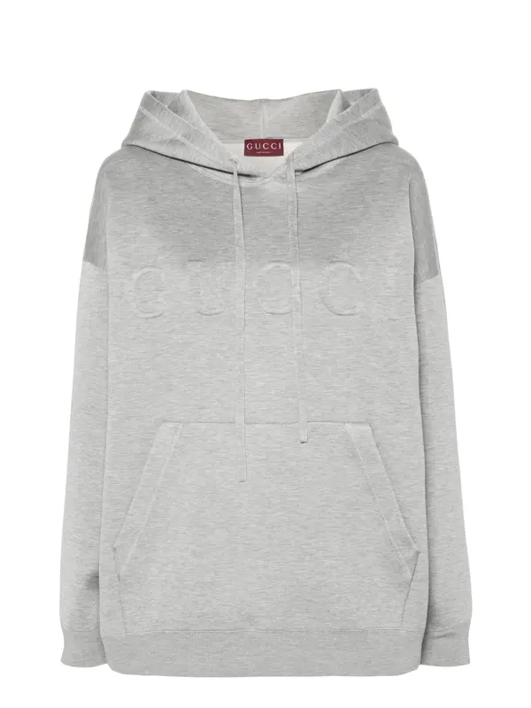 Gucci Embossed Logo Mélange Hoodie - Grey