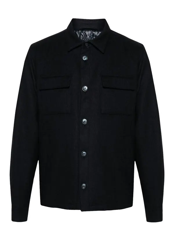 Herno Felted Button-up Shirt Jacket - Blue