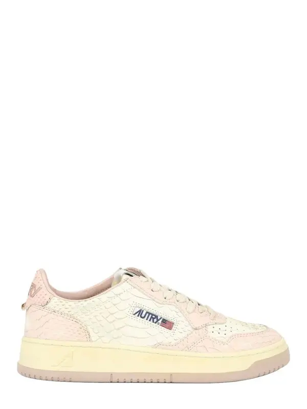 AUTRY Medalist Snakeskin-effect Leather Sneakers - Pink