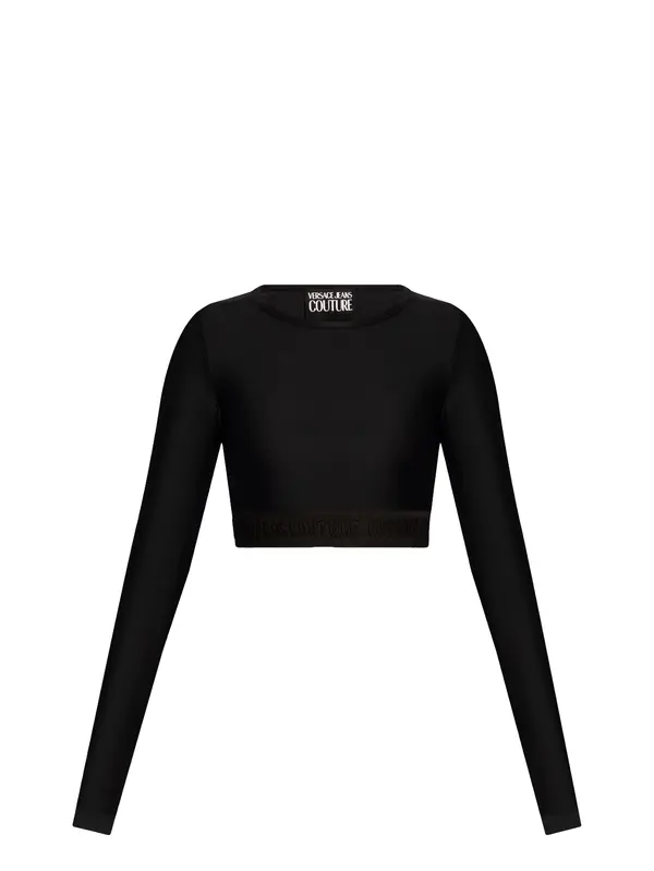 Versace Logo Cropped Top - Black