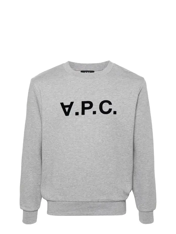A.p.c. Flocked-logo Cotton Sweatshirt - Grey