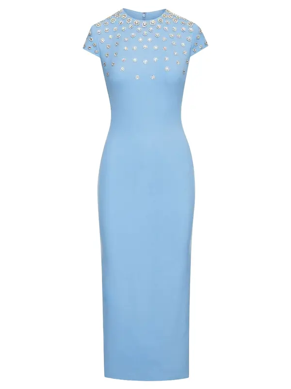 Oscar De La Renta Crystal-embellished Midi Dress - Blue