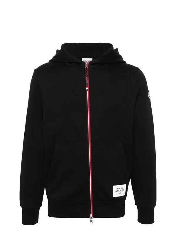 Moncler Appliqué-logo Zipped Hoodie - Black