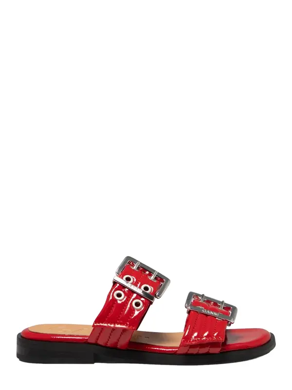 GANNI Buckle-fastening Slides - Red